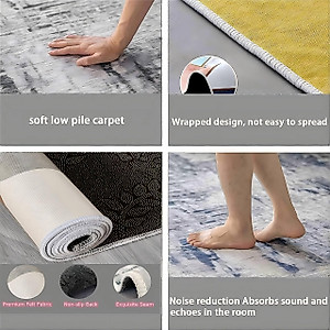 rugylsf Area Rugs Non-Slip Washable Entrance Rugs Gold Round Rectangle Border Emerald Green Marble Textured Area Rugs Bedroom Dining Room Office Decor Kitchen Rugs 2x5ft