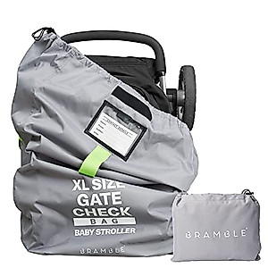Bramble - 47" Inch Extra Large Gate Check Stroller Bag for Airplane Waterproof | Padded Adjustable Strap | Backpack Stroller Storage Bag, Double Stroller Travel Bag for Single & Double Stroller