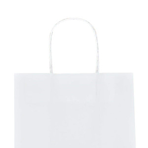 bagmad 100 Pack Sturdy Small White Kraft Paper Bags with Handles Bulk, Gift Bags 5.25x3.25x8 inch, Craft Grocery Shopping Retail Party Favors Wedding Bags Sacks (White, 100pcs)