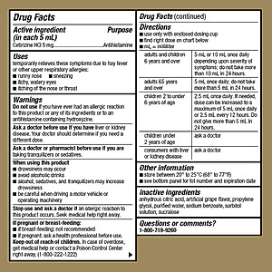 GoodSense Children’s All Day Allergy, Cetirizine Hydrochloride Oral Solution 1 mg/mL, Grape Flavor, 4 Fluid Ounces