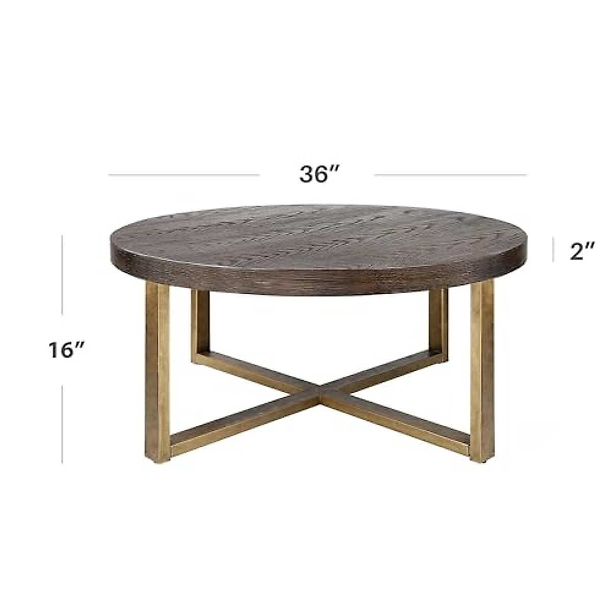 Savonnerie Round Coffee Table, Wood Top and Gold Painting Legs, 36" D x 16" H