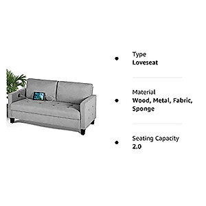 STHOUYN Comfy Loveseat Sofa Small Grey Couch Small Spaces, Small Love Seat Bedroom, Mid Century Modern Couches Living Room Dorm Office, 2 Seater Tufted Sofas, 57”W (Light Grey (Love seat))