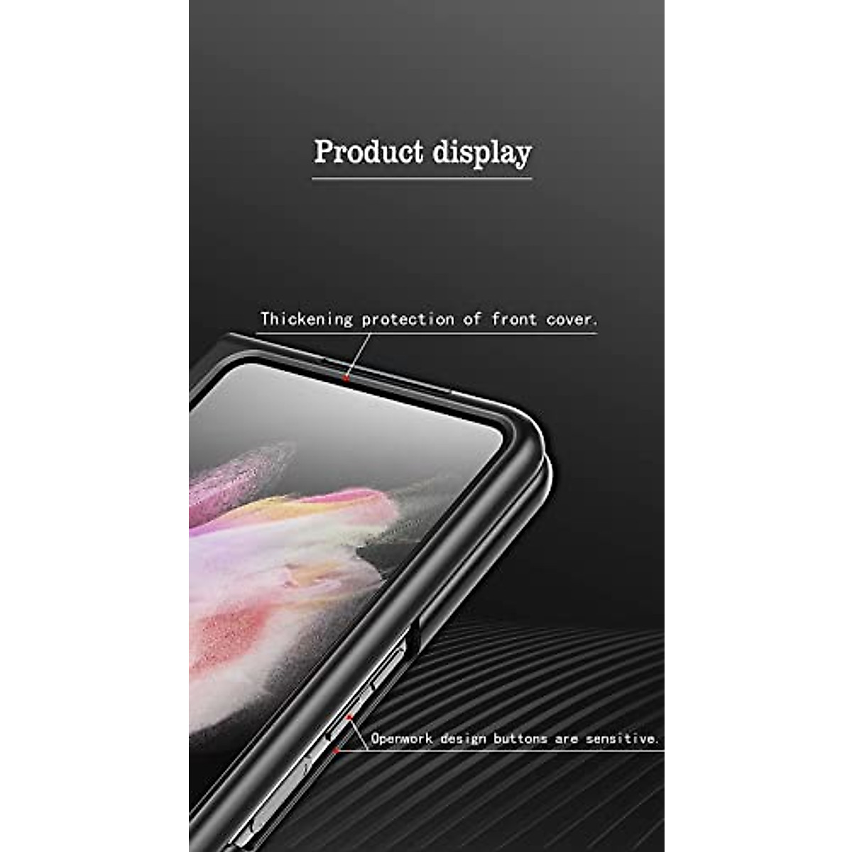 HQB-STAR Galaxy Z Fold 3 5G Case with Pen Holder,Z Fold 3 Leather Case,Luxury Business Pu Leather Case with Pen Slot for Samsung Galaxy Z Fold 3 5G (Black)