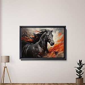 Majestic Black Stallion Galloping In The Clouds, Black Horse On Salt Flats, Canvas Print, Black Horse Print, Black Horse Wall Art