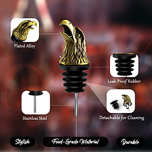 Lion Wine Pourer for Wine Bottles, Stainless Steel Animal Bar Liquor Bottle Pourer Liquor Pour Spout for Liquor Bottles, Speed Pourer Wine Areator Spout Bottle Pourer for Alcohol (Eagle Head)