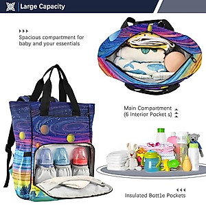 xigua Colorful Universe Diaper Bag Backpack Multi Function Baby Changing Bags Waterproof Large Capacity Travel Back Pack for Mom Dad