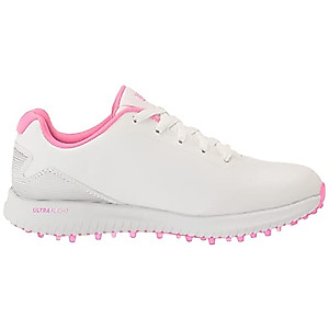 Skechers Women's Go Max Arch Fit Spikeless Golf Shoe Sneaker, White/Pink Waterproof, 6.5