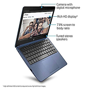 HP 2020 Stream 11.6 inch Laptop Computer Intel Celeron N4020 Upto 2.8 GHz, 4GB RAM, 32GB eMMC Storage, Windows 10 Home, 13Hr Battery Life, Office 365 1Year, (Royal Blue)