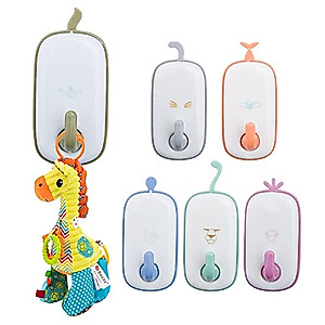 Diesisa Animal Key Holder for Wall, Adhesive Wall Hooks Hanger Decoration No Drilling for Keys, Coat, Bags, Towels - 6 Pack