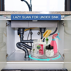 Goramio Lazy Susan Turntable for Cabinet 2 Pack (9+10 Inch) - Clear Acrylic Lazy Susan Organizers - 360° Turntable Organizers for Pantry Kitchen Bathroom Cabinet Refrigerator Fridge Under Sink