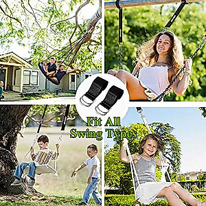 Enkarl Tree Swing Hanging Straps Kit Holds 2600 lbs 5ft Adjustable Extra Long Strap , 2 Tree Swing Straps+2 Heavy Duty Screw Lock Carabiners+2 Tree Protectors+Swivel Fits to Any Swing or Hammock