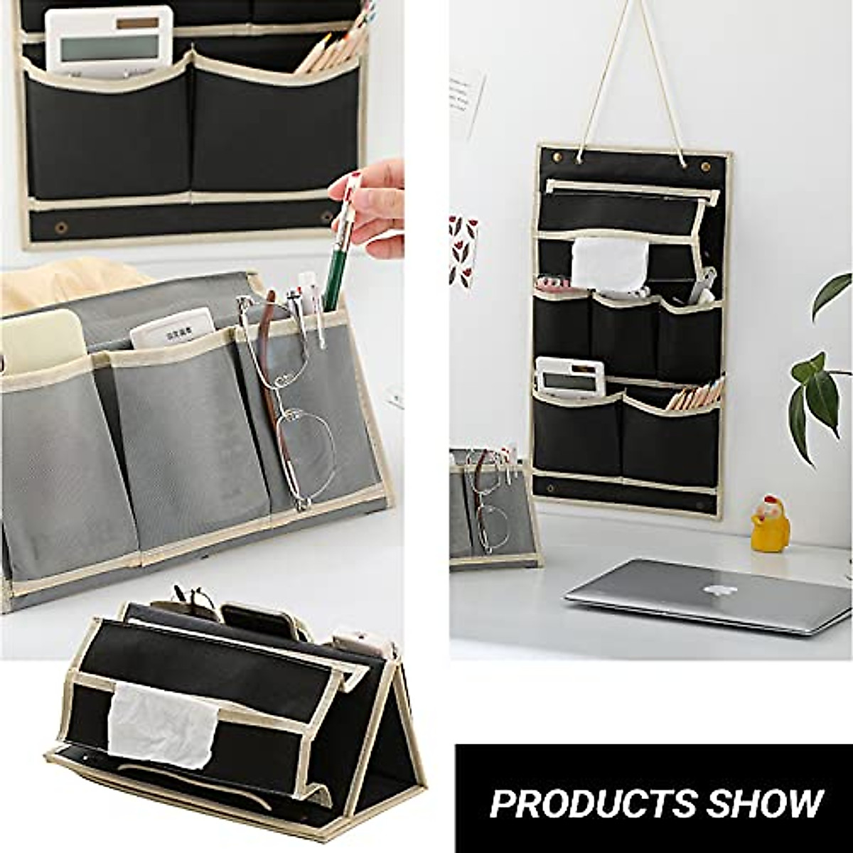 Hanging Storage Organizer,Car Backseat Organizer Storage with Pockets,Bedside Storage Organizer,4 Shelves 12”x 8” 31" Closet Hanging Organizer for Clothes Sweater Shoe-2 Packs