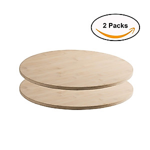 Bamboo Cutting Boards for Kitchen - Wood Cutting Board with Juice Grooves - Small Round Wood Tray & Cutting Board Meat, Wooden Cutting Boards for Kitchen Brisket Chopping Board, 16” x 0.5” Pack of 2