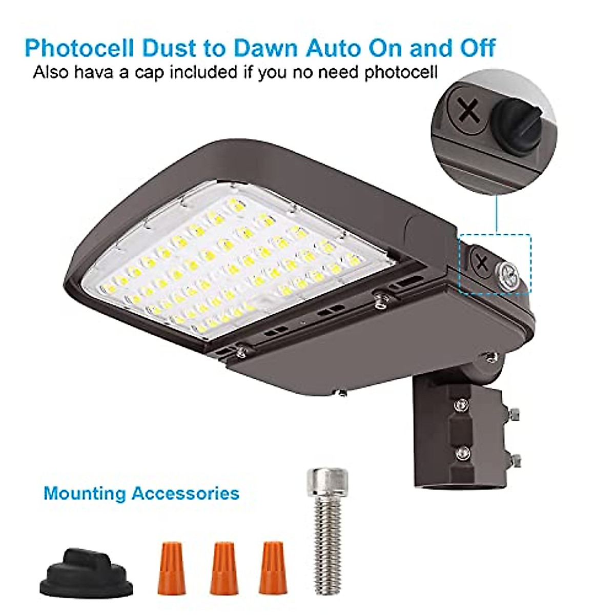 JMKMGL LED Parking Lot Light, Shoebox Pole Lights 19500LM, Super Bright Waterproof Dusk to Dawn Outdoor Commercial Area Road Lighting Slip Fitter 75W/100W/150W Power Adjustable