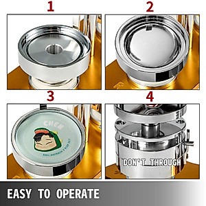 VEVOR Button Maker 75mm Rotate Button Maker 3inch Badge Maker Punch Press Machine with 100 Sets Circle Button Parts for Friends Children DIY Gifts