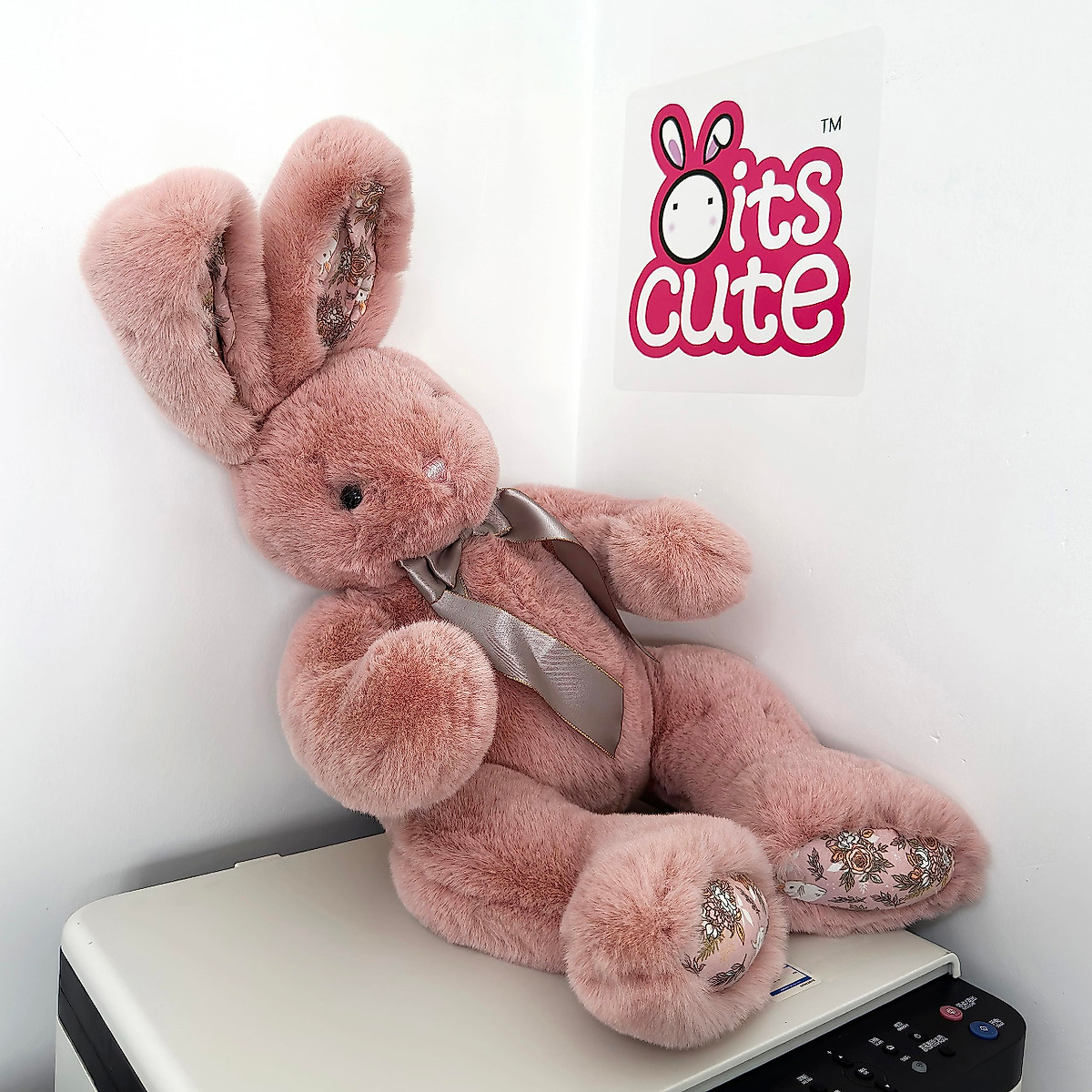 oitscute Faux-Fur 24" Cute Stuffed Animals Bunny Plush Toy for Girl,Baby,Kid (Pink)