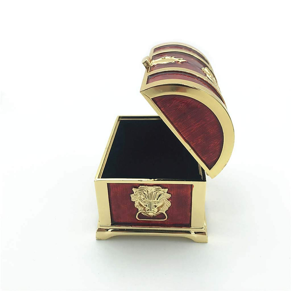 Truewon Large DND Metal Dice Box,Can accommodate 5 Sets (D4, D6, D8, 2*D10, D12, D20) Standard RPG Dice, Vintage Ring Jewelry Box, Pirate Treasure Chest, Watch Storage, Collectible Tray (Red)