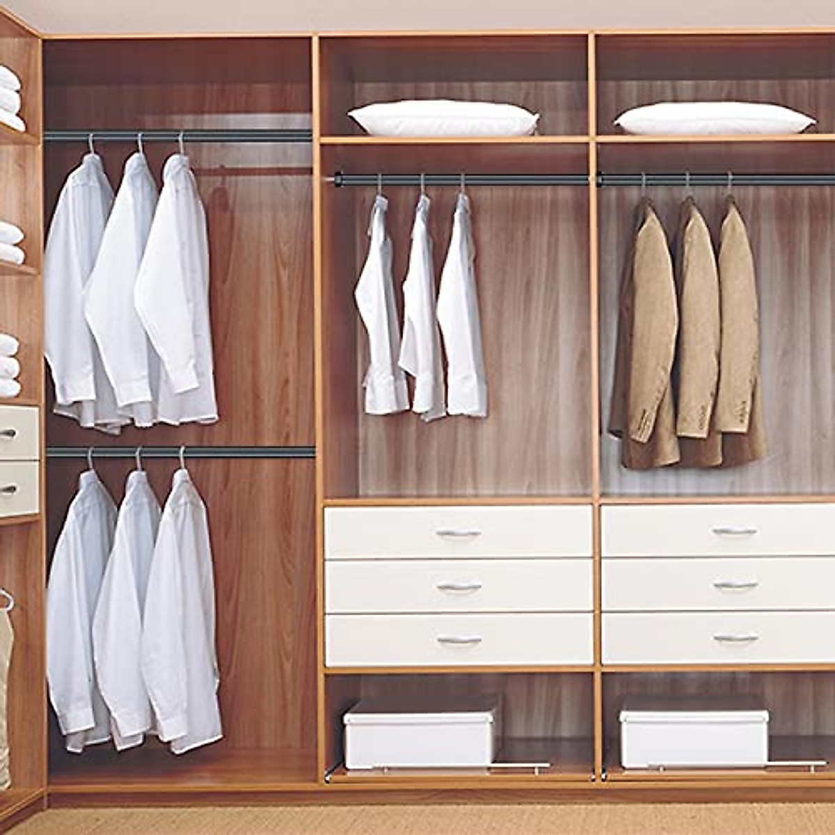 Wardrobe Rod Metal Hanging Pole, Bedroom Closet Garment Bar with Screws Kit, 40/50 / 60/70 / 80/100 / 120/150 cm Long (Color : Black, Size : 120cm/47.2 in)