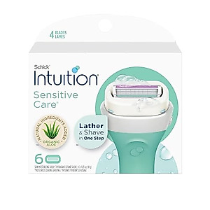 Schick Intuition Refill, Razors for Women Sensitive Skin | Intuition Razor Blades Refill with Organic Aloe, Razor Refills , 6 Count (Pack of 1)