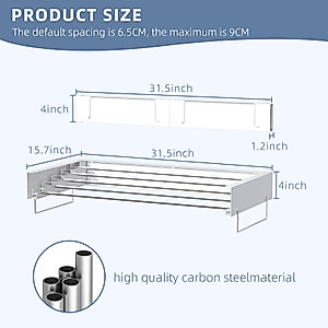 tonchean Wall Mounted Drying Rack Collapsible, Laundry Drying Rack 31.5" Wide, 13.2 Linear Ft Carbon Steel Quality Upgrade 110lb Capacity with Wall Template for Indoor Outdoor Drying Clothes