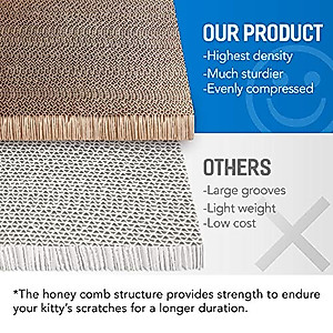 ScratchMe Cat Scratching Post Lounge Bed , Boat Shape Cat Scratcher Cardboard, Durable Recycle Board Pads Prevents Furniture Damage