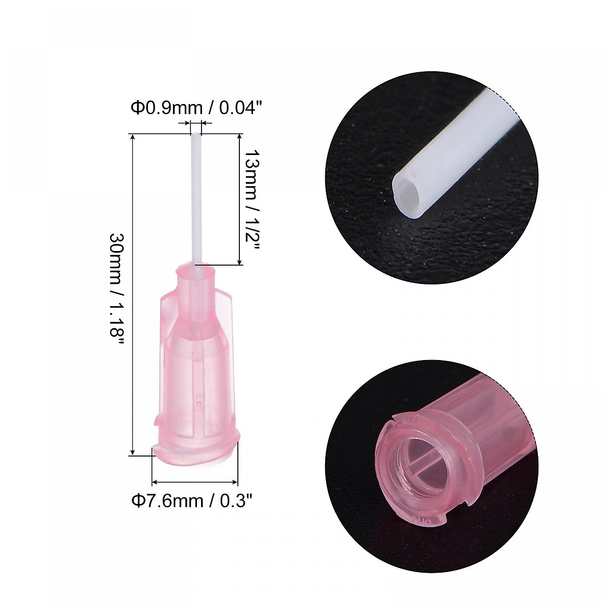 uxcell 50 Pcs 20G Plastic Dispensing Needles, 1/2" PP Glue Needle Tube Blunt Luer Lock Tips with PP Flexible Needle for Liquid Glue Gun, Pink