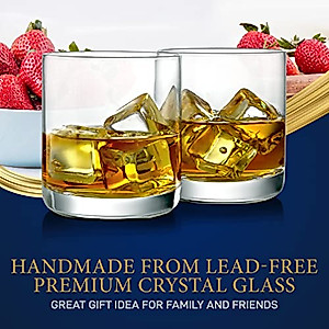 NutriChef 10oz Stemless Whisky cups - Set of 2 Ultra Thin Elegant whisky cups Crystal Glass Drinkware, Lead-Free, Hand Blown Seamless Bowl, Dishwasher Safe