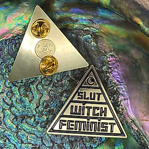 ADHD Witchery. Slut Witch Feminist Antique Brass Huge 2 Inch Pin Enamel Pin. Stamped with Sigil of Hecate On Back. Made For Witchy, Slutty, Freaks & Lovers. Wiccans, Pagans, Trans Witches, Queer Witches, Bi Witches, Intersectional Feminist Activists, Plea