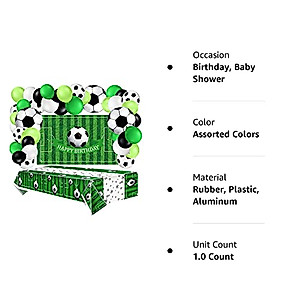 86 Pieces Soccer Birthday Party Decorations Supplies Include Soccer Birthday Party Backdrop Plastic Soccer Table Covers Soccer Balloon Garland for Soccer Event Birthday Party