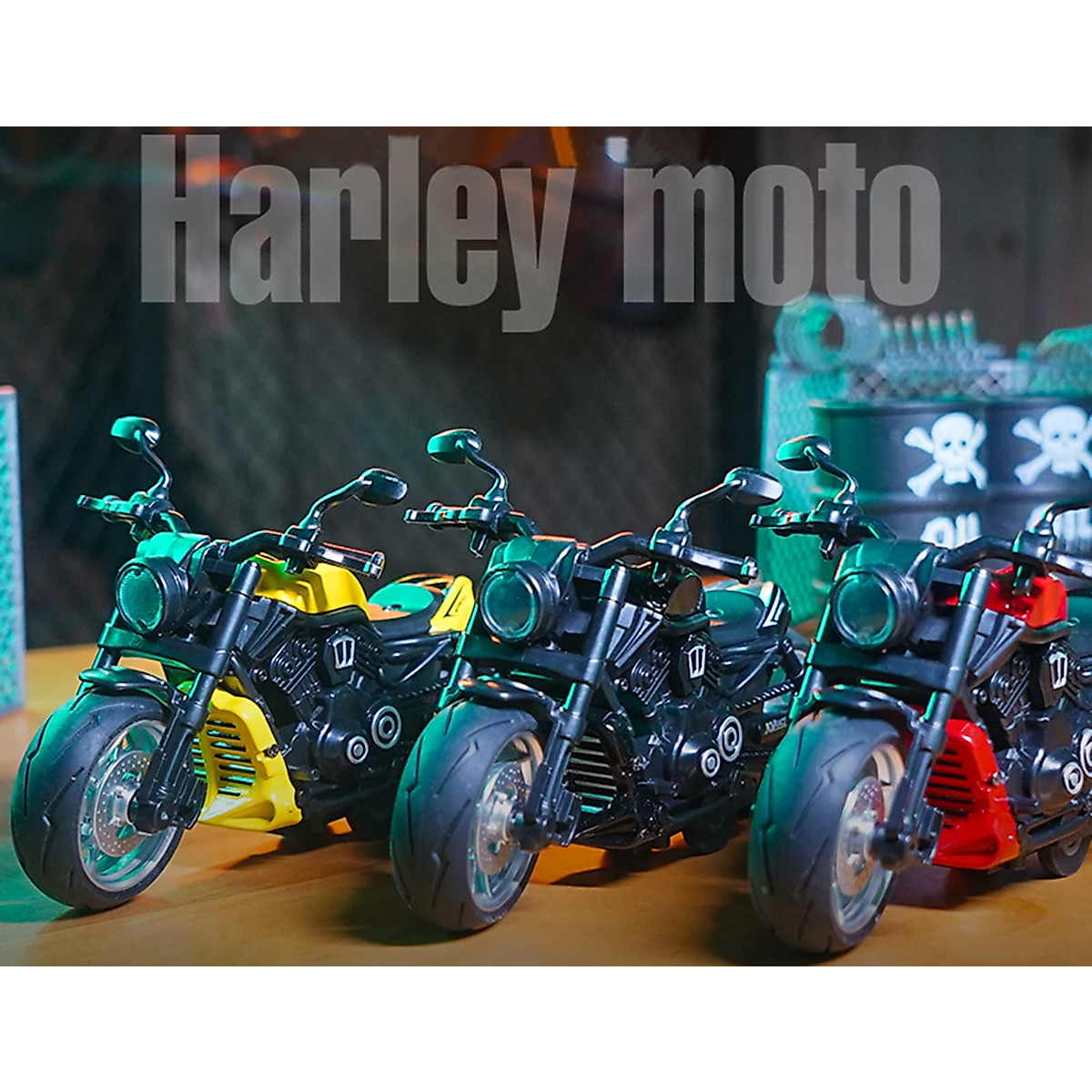 Gilumza Pull Back Motorcycles Toy, Moto Gift with Music Lighting, Wolverine Motorcycle Toys for Boys Kids Age 3-12 Year Old (Black)