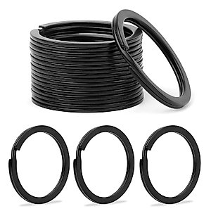 AWTOK 32mm Black Split Key Ring, Black Flat Key Ring, Black Split Ring, Black O Ring for Car Keys, for Home Key (12pcs)