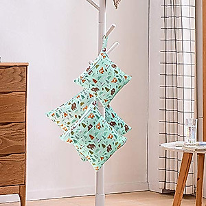 CeeKii Wet Dry Cloth Diaper Bags 3 Pack Washable Travel Bags, Waterproof Wet Bag, Baby Reusable Beach Pool Gym Bag for Swimsuits and Wet Clothes with Zippered Pocket and Snap Handle (Green)