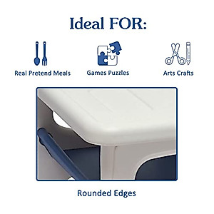 KINTNESS Kids Table and 2 Chair Set - Activity Table with Storage Shelf for Children, Toddler Table & Chair Set for Kindergarten (Blue + White)