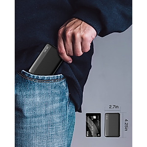 Qecvec Portable Charger with Built in Cords, Ultra-Compact 22.5W PD & QC 3.0 Fast Charging 10000mAh USB C Power Bank,Small LED Display Phone Battery Pack with Cable Compatible with iPhone,Samsung