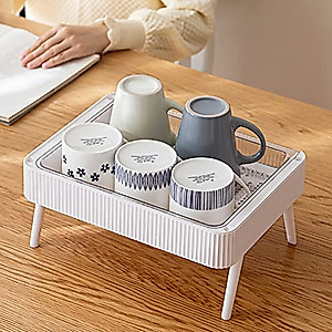 YISONHO 2-Tier Bathroom Countertop Organizer Makeup Shelf Dish Rack with Removable Drain Tray, Cosmetic, Toiletries Bathroom Tray, Kitchen Spice Rack Counter Shelf Organizers (White)