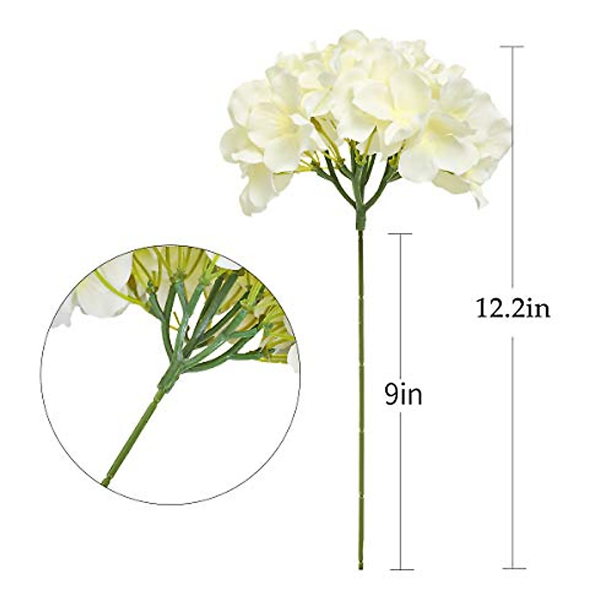 Nubry 12pcs Artificial Silk Hydrangea Flowers Heads with Stems in Bulk Fake Flowers for Wedding Bouquet Centerpieces Arch Home Decoration (Ivory)