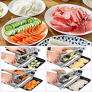 Manual Frozen Meat Slicer, Stainless Steel Meat Cutter Beef Mutton Roll Meat Cheese Food Slicer Vegetable Sheet Slicing Machine, Deli Slicer for Home Kitchen