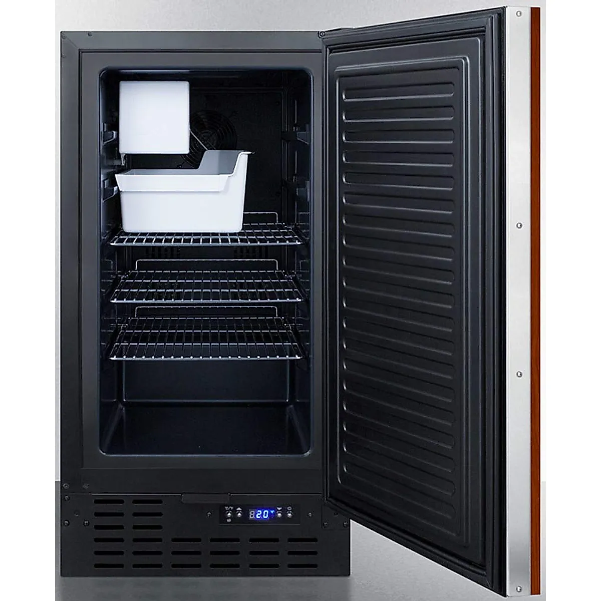Summit Appliance BIM18IFADA 18" Wide ADA Compliant Built-in Undercounter Frost-Free Crescent Icemaker for Built-in or Freestanding Use with Panel-Ready Door and Black Cabinet