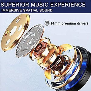 Wireless Earbuds，Bluetooth 5.3 Noise Cancelling Earbuds，Bluetooth Headphones 3D HIFI Stereo Bass， IPX7 Waterproof Sports Touch Control with USB-C Fast Charge Mini Charging Case for Android ios