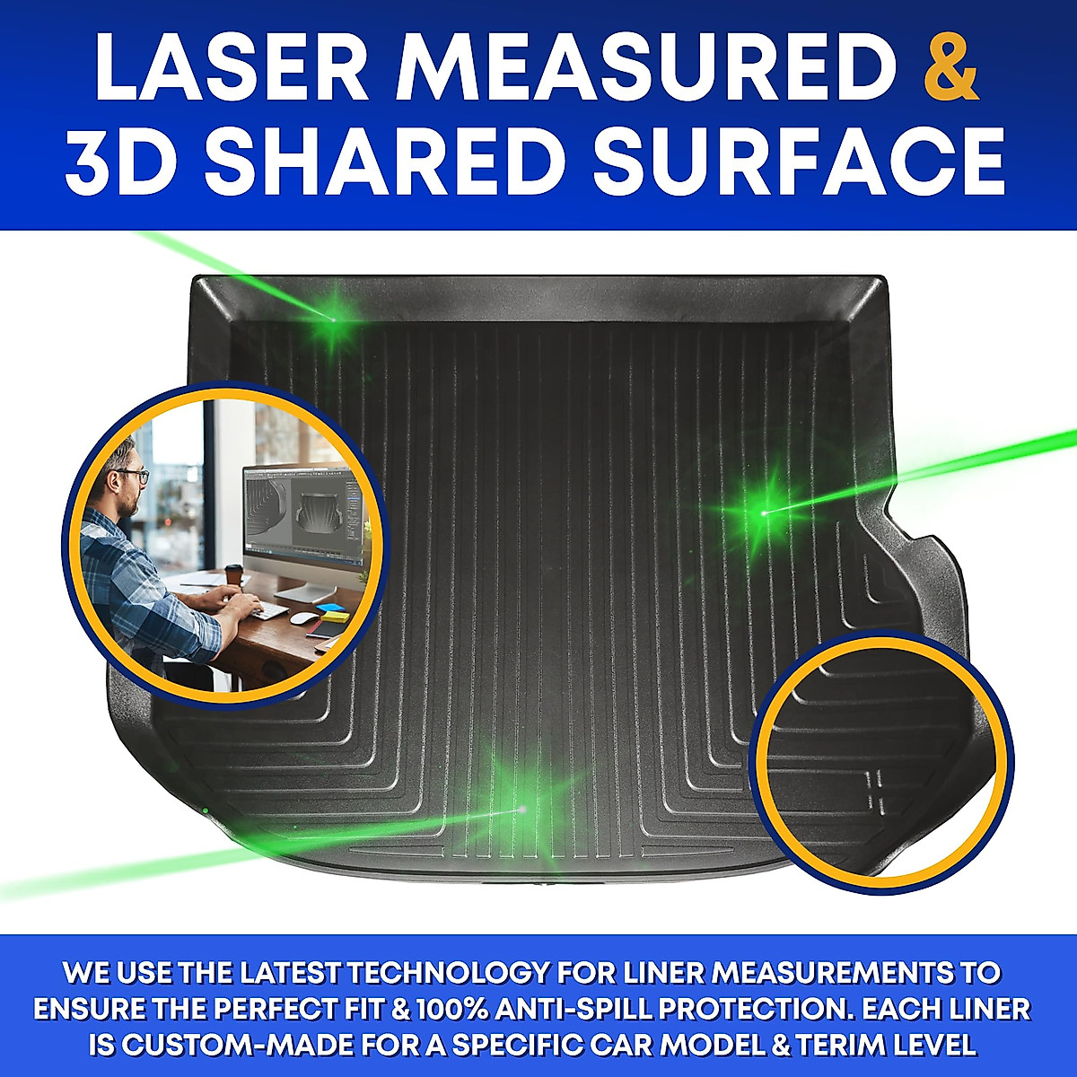 Premium Cargo Liner for Lexus NX200t NX300 NX300h 2015-2021 - Custom Fit Car Trunk Mat - All-Season Black Cargo Mat - 3D Shaped Laser Measured Trunk Liners for Lexus NX200t NX300 NX300h