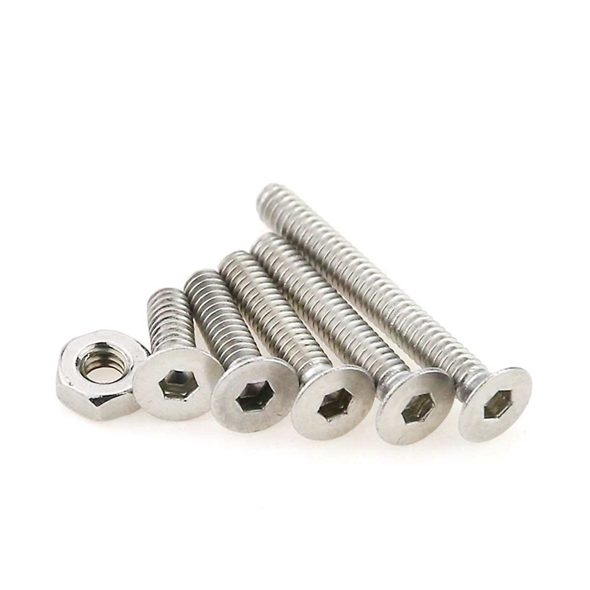 Hilitchi 210-Piece Metric M2 Hex Socket Flat Head Countersunk Bolts Screw Nut Assortment Kit - 304 Stainless Steel