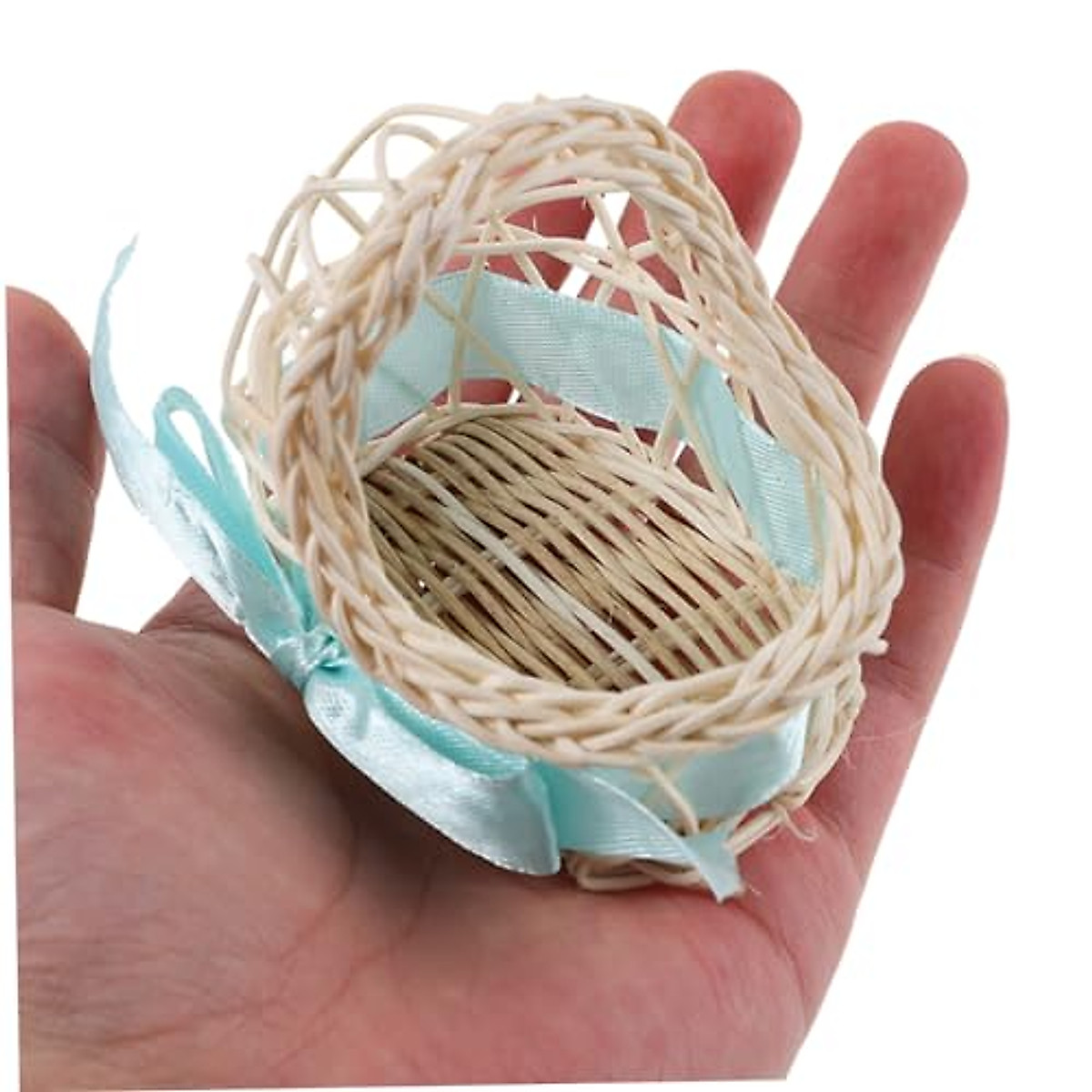 Mikinona 12pcs Small Basket with Handle Wedding Favor Basket Baskets Girl Basket Dollhouse Woven Stroller Rustic Basket Easter Basket Wedding Decor Basket Rattan