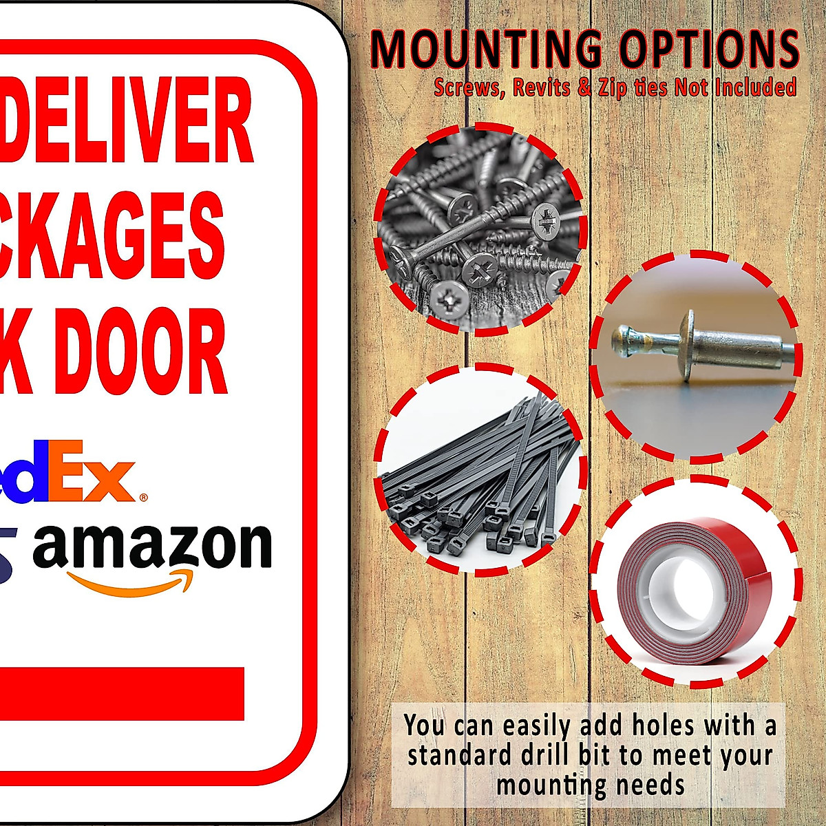 Please Deliver All Packages to Back Door Left Arrow Aluminum Composite Sign Delivery Instructions for My Packages from Amazon, FedEx, USPS, UPS - Indoor Outdoor Signs for Home - 8.5"x10"