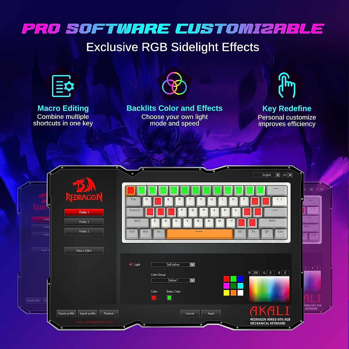 60% Keyboard Mechanical, Mini Wired Gaming Keyboard Compact 60 Percent Keyboard, RGB Backlit Hot-Swappable Red Switch Fully Programmable for Windows Laptop PC Mac,K642 Black- Transparent