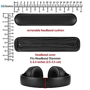 Geekria Hook and Loop Headband Cover + Headband Pad Set/Headband Protector with Zipper/DIY Installation No Tool Needed, Compatible with Bose Beats JBL ATH Hyperx Skullcandy Headphones (Black)