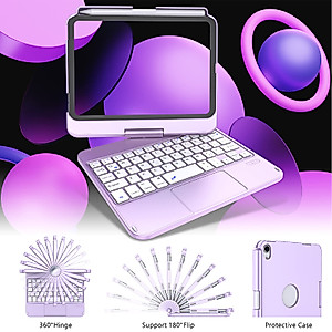 iPad Mini 6 Case with Keyboard, Keyboard iPad Mini 6th Generation 2021 8.3-inch 6th Generation, 360° Rotatable Touchpad Keyboard Case,Thin & Protective for iPad Mini (6th Generation 2021) Tablet