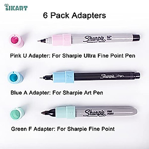 Pen Adapter Set for Cricut Maker 3/Maker/Explore 3/Air 2/Air, 6 Pack Pen Holders Compatible with Sharpie Fine Point Markers/Ultra Fine Point Markers/Art Pens