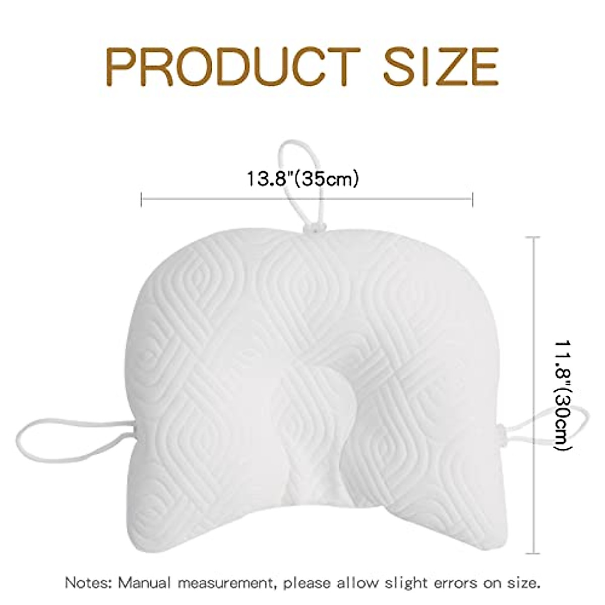 Reidio Newborn Pillow Adjustable Baby Head Pillow Soft and Breathable Baby Pillows for Sleeping Ergonomic Design Washable (3#White)