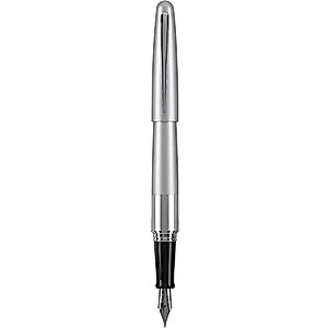 PILOT Metropolitan Collection Fountain Pen, Silver Barrel, Classic Design, Fine Nib, Black Ink (91113)