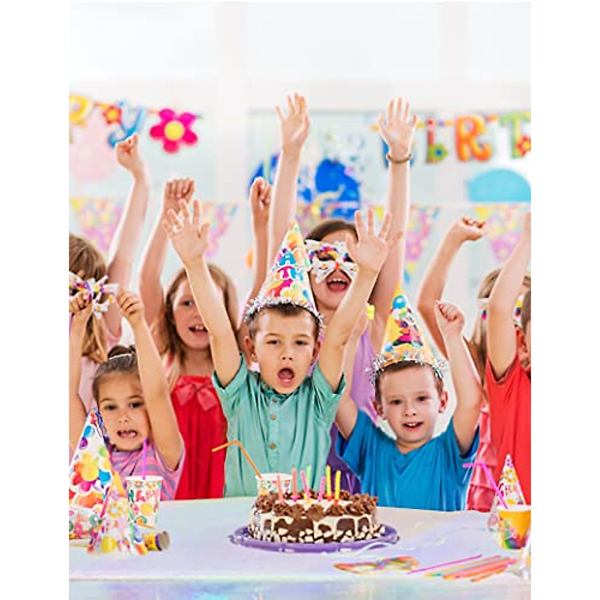 Iridescence Plastic Table Cloths for Parties 2 Pack Disposable Rectangle Holographic Foil Party Wedding Christmas Birthday Party Decorations with 2 Pack Star Garland Party Decorations Banner (Laser)